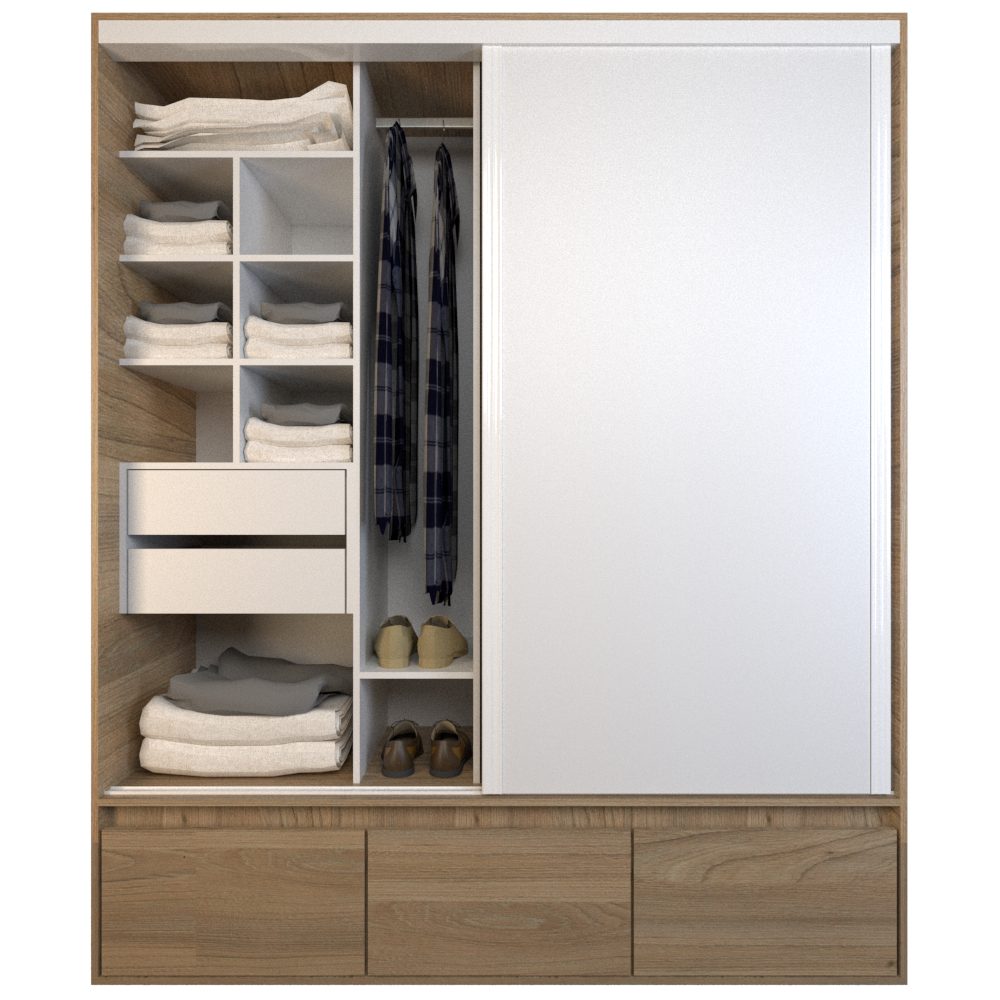 PLACARD CORREDIZO 1,80 2CAJ. 3ZAP.